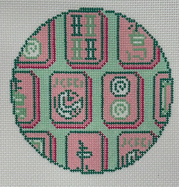 Round Mahjong Tiles Canvas- Pink